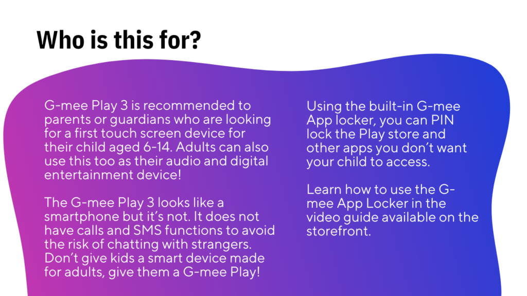 G-Mee Play 3-Smartplayer (not a Smartphone) for Kids- ‘Android iPod ...